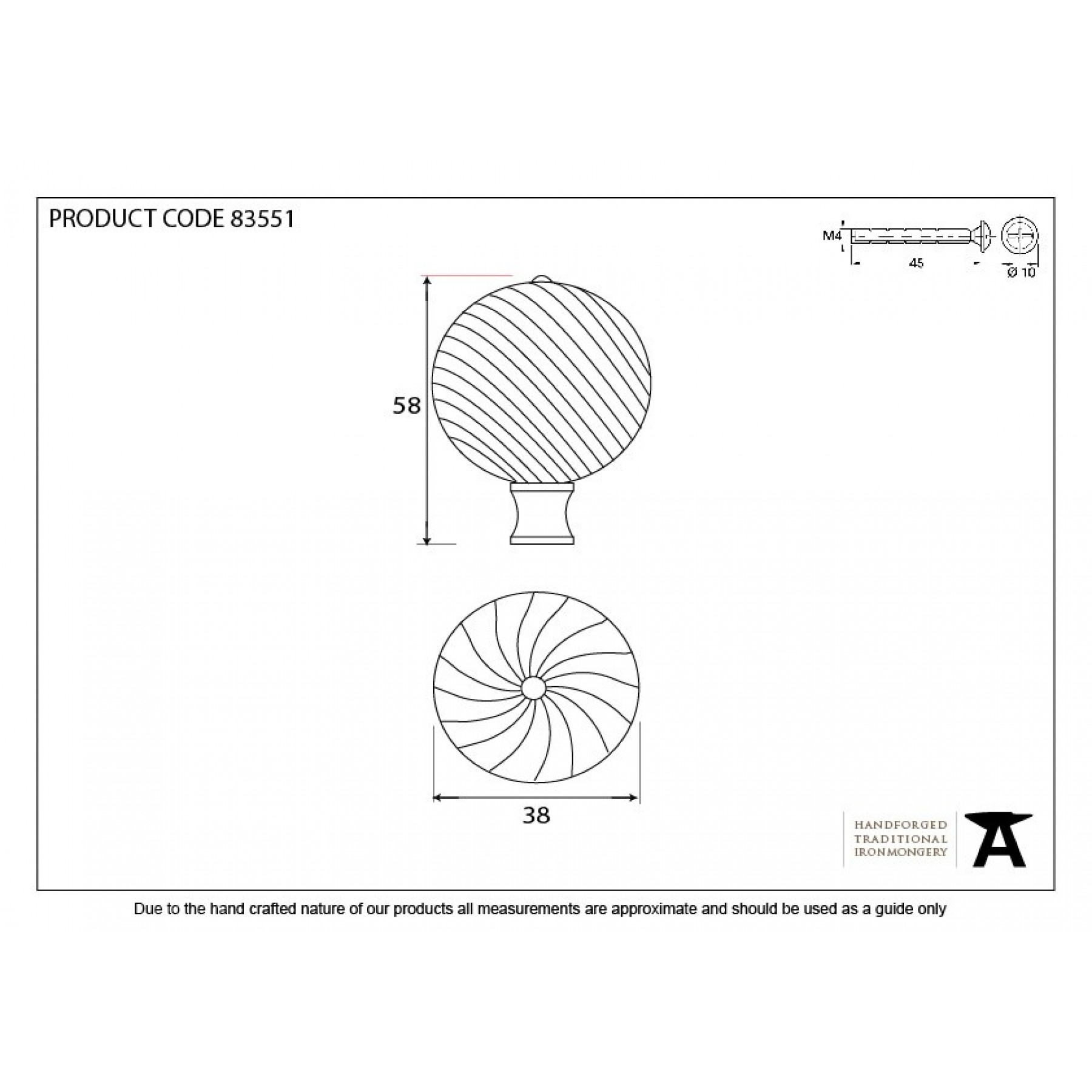 Spiral Cabinet Knob Polished Brass - Locks Doors and Windows