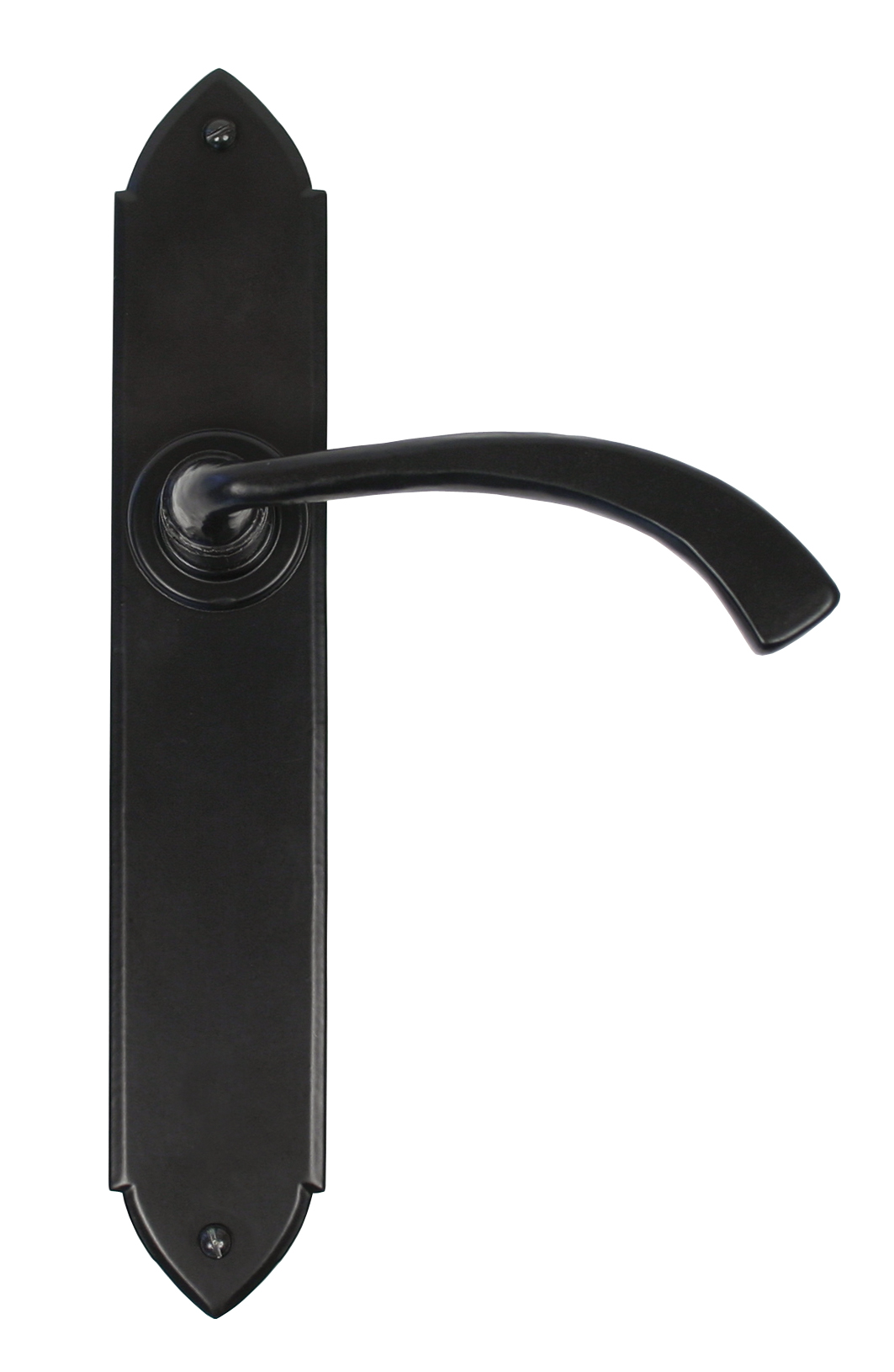 Gothic Curved Latch Lever Set Black - Locks Doors and Windows