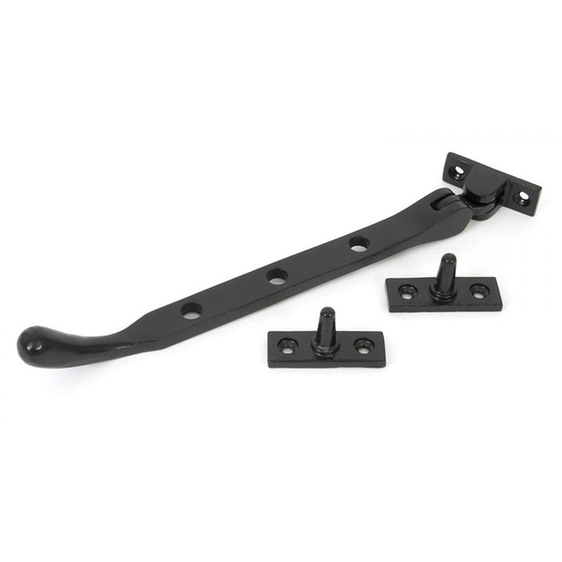 Cast Pear Drop Window Stay - 8" Black - Locks Doors and Windows