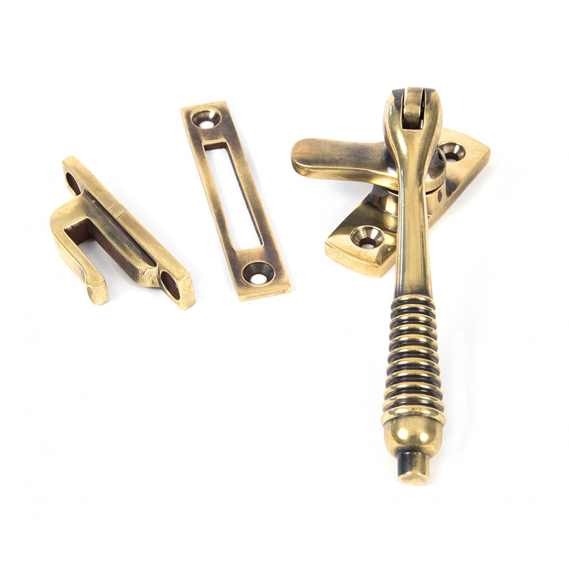Reeded Locking Window Fastener Aged Brass - Locks Doors and Windows